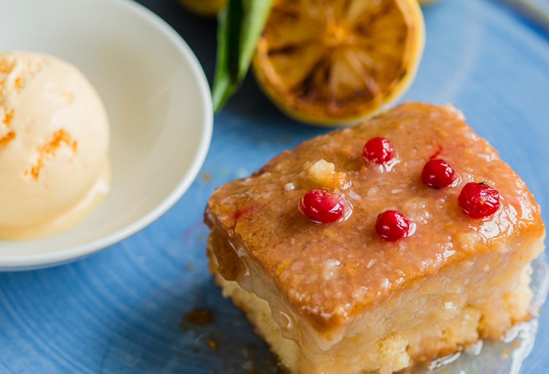 Square Sicilian Lemon Pudding with Redcurrants » Langtons